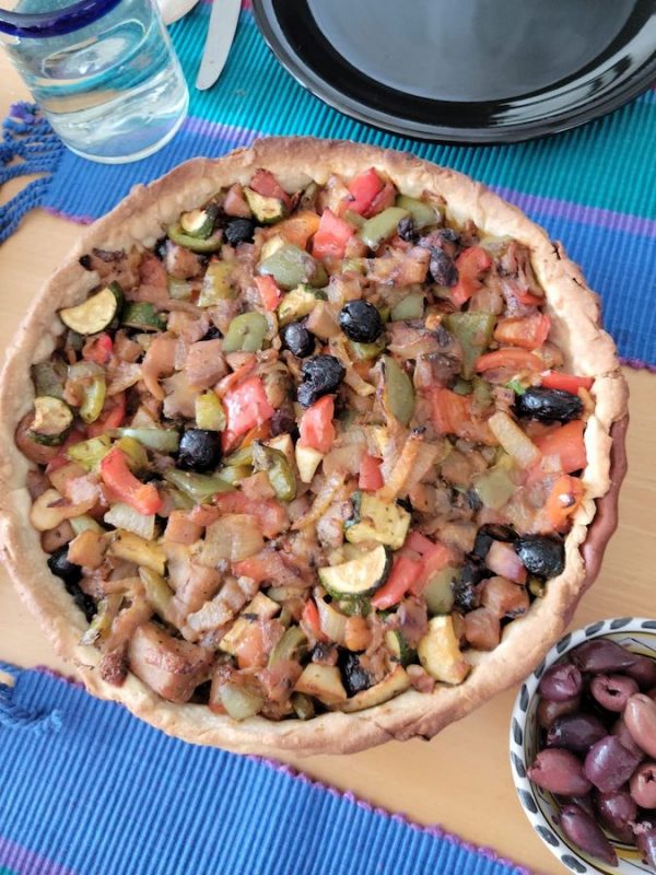 Mediterranean vegetarian tart supper - Carol Cassara
